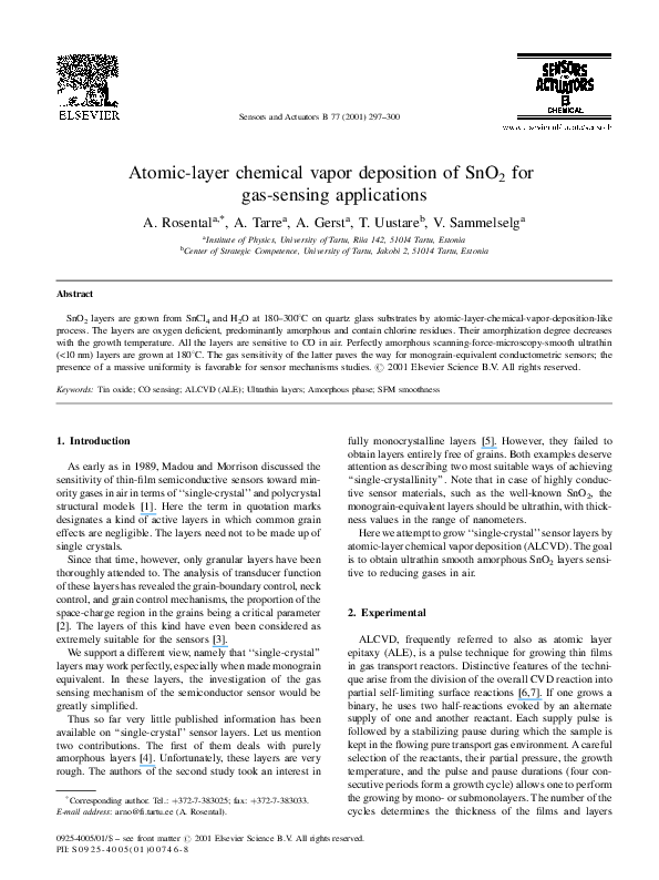 (PDF) Atomic-layer chemical vapor deposition of SnO2 for gas-sensing ...