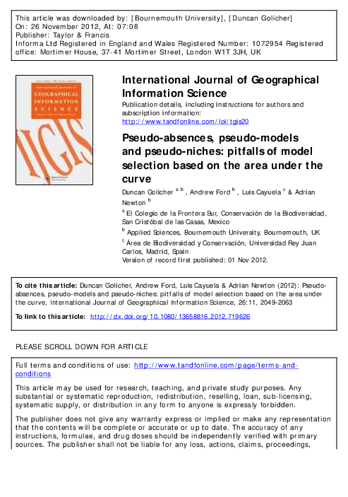 Pdf Pseudo Absences Pseudo Models And Pseudo Niches Pitfalls Of Model Selection Based On The