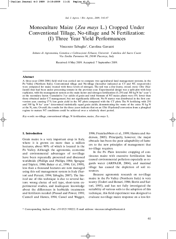 (PDF) Monoculture Maize (Zea mays L.) Cropped Under Conventional ...