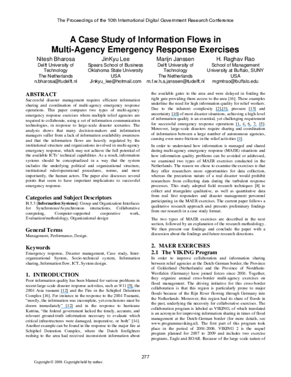 (PDF) A case study of information flows in multi-agency emergency ...
