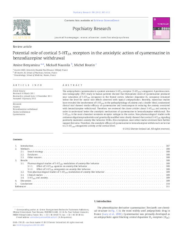 (PDF) Potential role of cortical 5-HT2A receptors in the anxiolytic ...