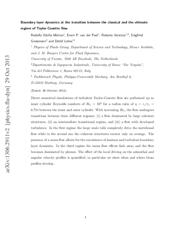(PDF) Boundary layer dynamics at the transition between the classical and the ultimate regime of ...