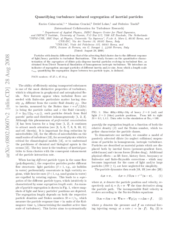 Pdf Quantifying Turbulence Induced Segregation Of Inertial Particles
