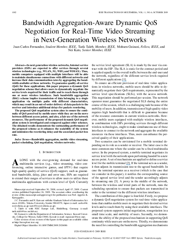 (PDF) Bandwidth Aggregation-Aware Dynamic QoS Negotiation for Real-Time Video Streaming in Next ...