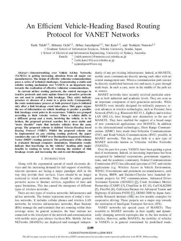 Pdf An Efficient Vehicle Heading Based Routing Protocol For Vanet