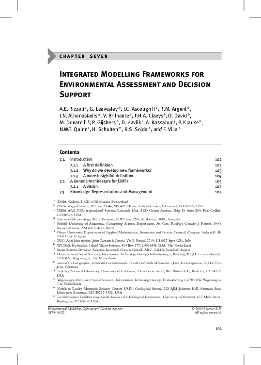 (PDF) Environmental modelling, software and decision support: state of the art and new perspectives