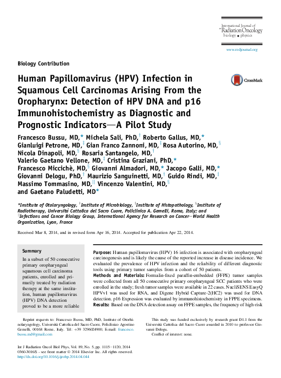 (PDF) Human Papillomavirus (HPV) Infection in Squamous Cell Carcinomas ...