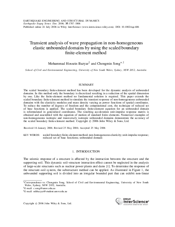 (PDF) Transient analysis of wave propagation in non-homogeneous elastic unbounded domains by ...