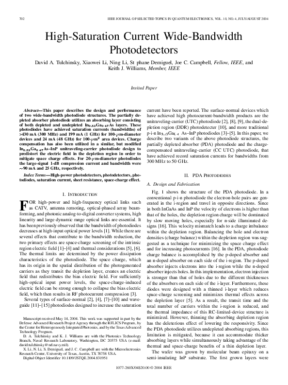 (PDF) High-Saturation Current Wide-Bandwidth Photodetectors