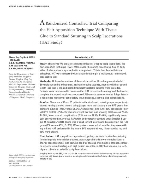 (PDF) A randomized controlled trial comparing the hair apposition ...