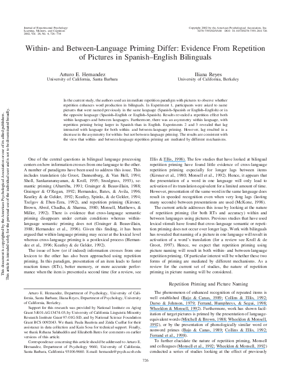 (PDF) Within- and between-language priming differ: Evidence from ...