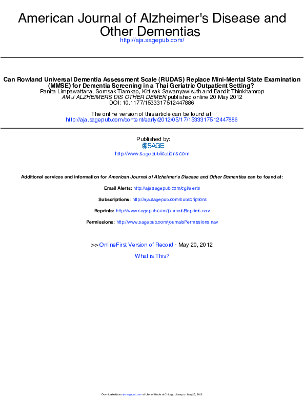 (PDF) Can Rowland Universal Dementia Assessment Scale (RUDAS) be used ...