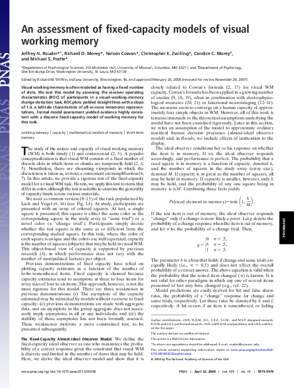 (PDF) An assessment of fixed-capacity models of visual working memory