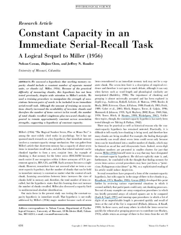 (PDF) Constant capacity in an immediate serial-recall task: A logical ...
