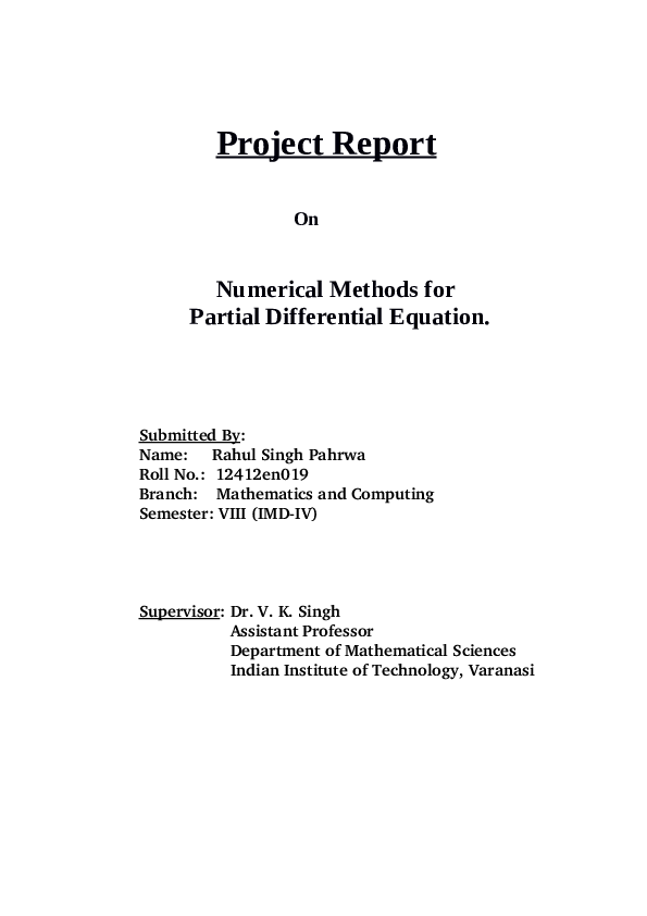 (DOC) Numerical Methods for PDE's