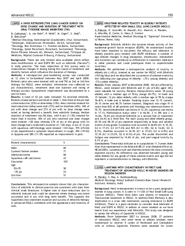 (PDF) 130PD ERLOTINIB RELATED TOXICITY IN ELDERLY PATIENTS AFFECTED BY ...