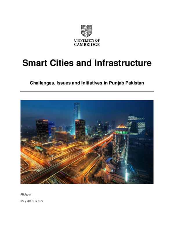 (PDF) Smart Cities and Infrastructure Challenges, Issues and Initiatives in Punjab Pakistan