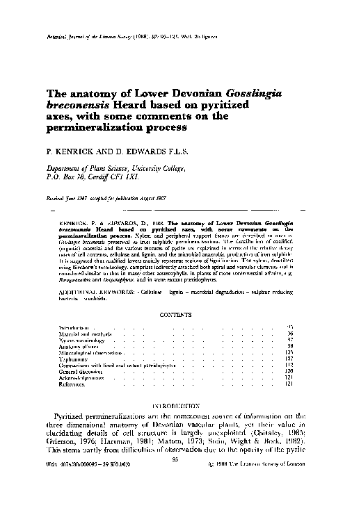 (PDF) The anatomy of Lower Devonian Gosslingia breconensis Heard based ...