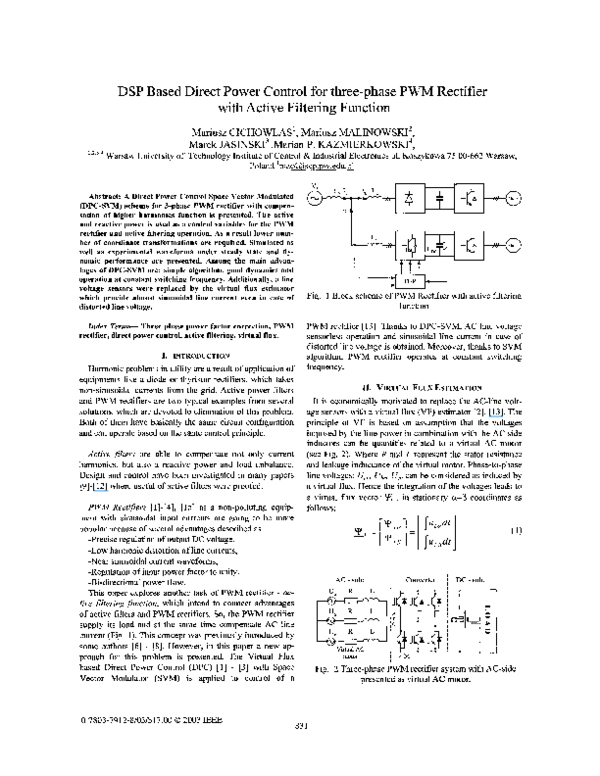 Pdf Direct Power Control For Three Phase Pwm Rectifier With Active