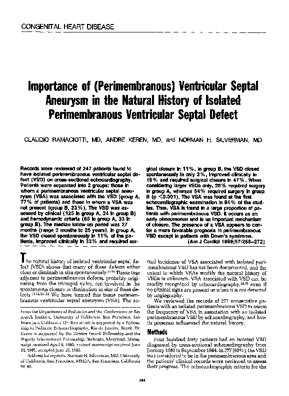 (PDF) Importance of (perimembranous) ventricular septal aneurysm in the ...