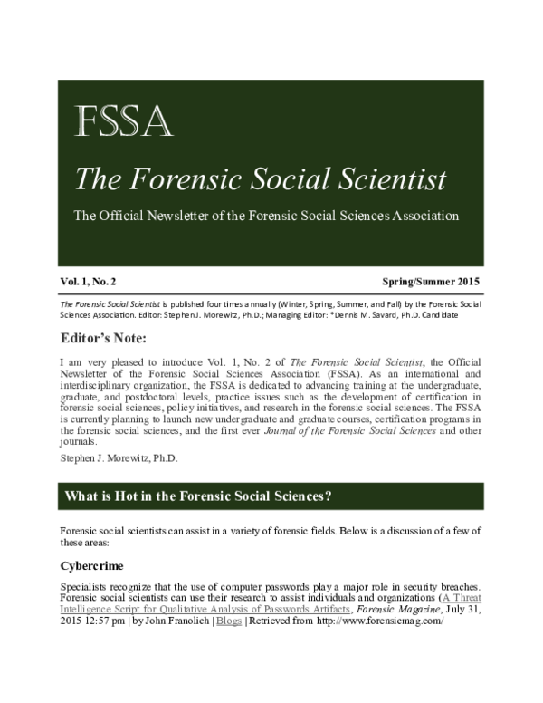 (PDF) Spotlight on the Work of a Forensic Social Scientist," pp. 3-4 ...
