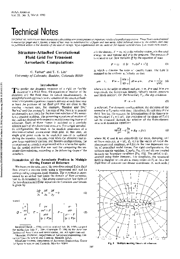 (PDF) Structure-Attached Corotational Fluid Grid for Transient Aeroelastic Computations