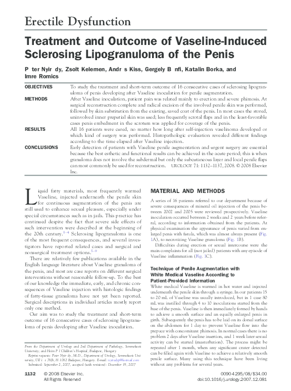 (PDF) Treatment and Outcome of Vaseline-Induced Sclerosing ...