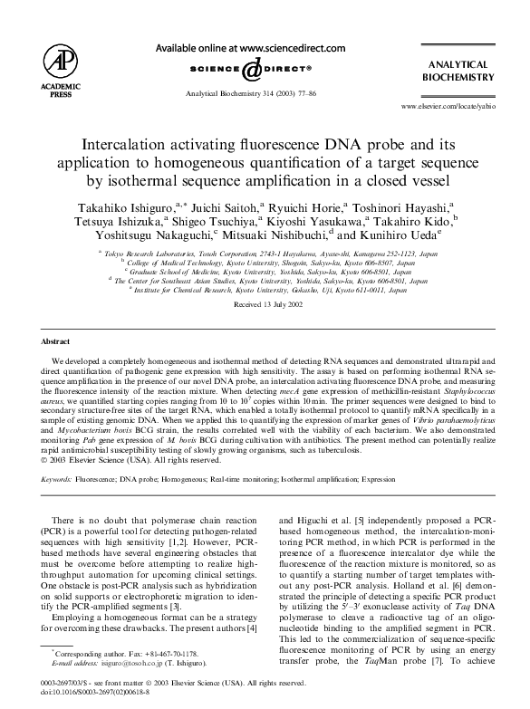 (PDF) Intercalation activating fluorescence DNA probe and its ...