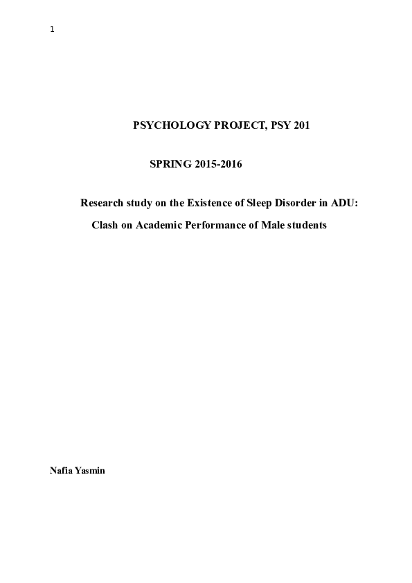 (DOC) PSYCHOLOGY PROJECT, PSY 201 SPRING 2015-2016 Research study on ...