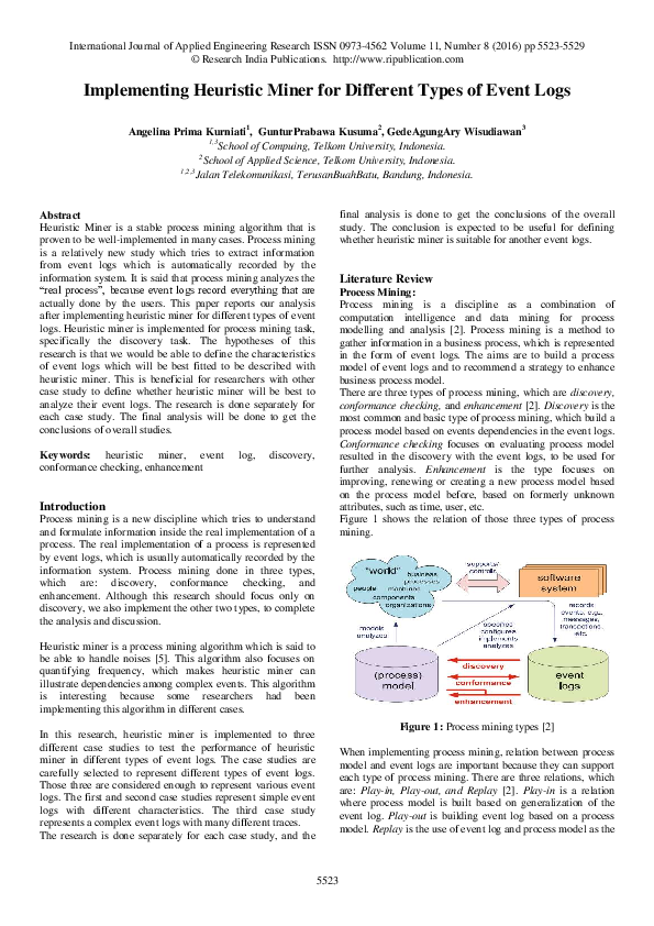 Pdf Implementing Heuristic Miner For Different Types Of Event Logs