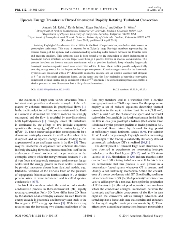(PDF) Upscale energy transfer in three-dimensional rapidly rotating turbulent convection