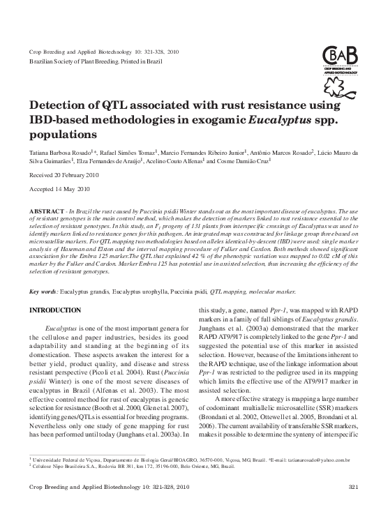 (PDF) Detection of QTL associated with rust resistance using IBD-based ...