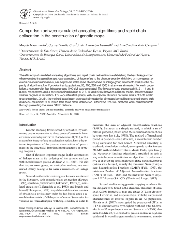 Pdf Comparison Between Simulated Annealing Algorithms And Rapid Chain