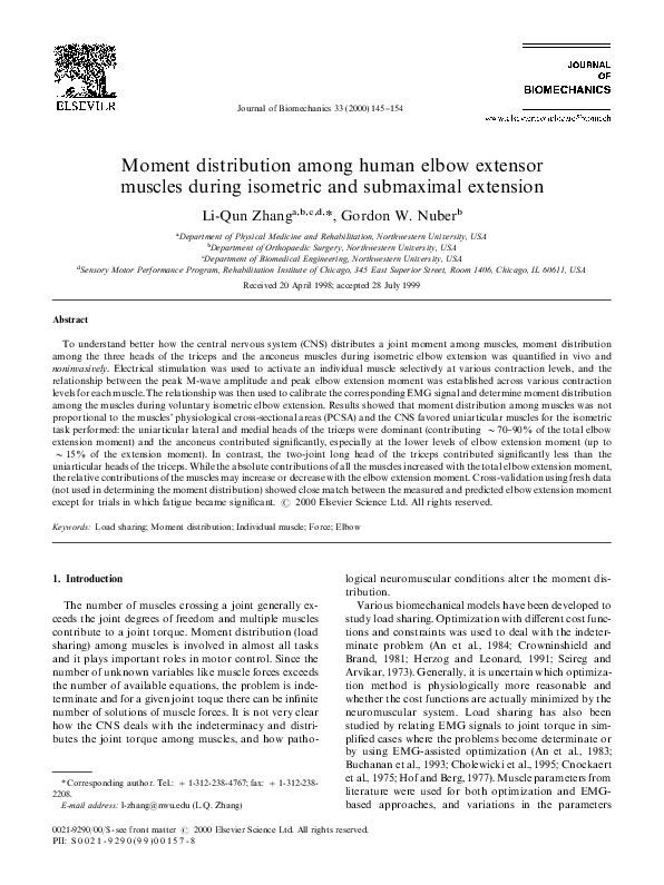 (PDF) Moment distribution among human elbow extensor muscles during ...