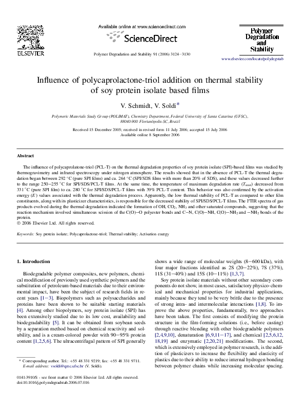 (PDF) Influence of polycaprolactone-triol addition on thermal stability ...