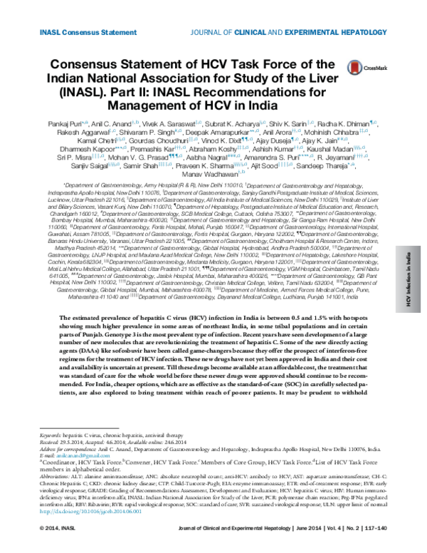 (PDF) Consensus Statement of HCV Task Force of the Indian National ...