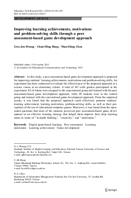 (PDF) Improving learning achievements, motivations and problem-solving ...