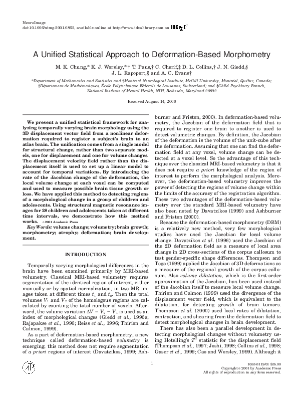 (PDF) A Unified Statistical Approach to Deformation-Based Morphometry