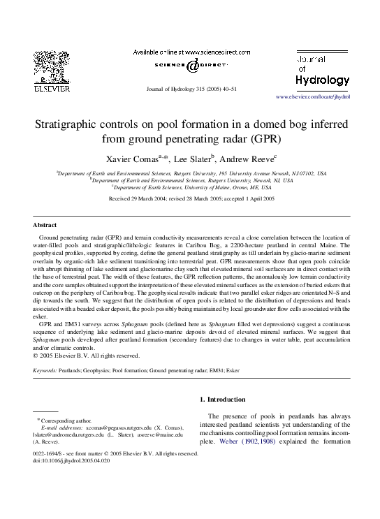 (PDF) Stratigraphic controls on pool formation in a domed bog inferred ...
