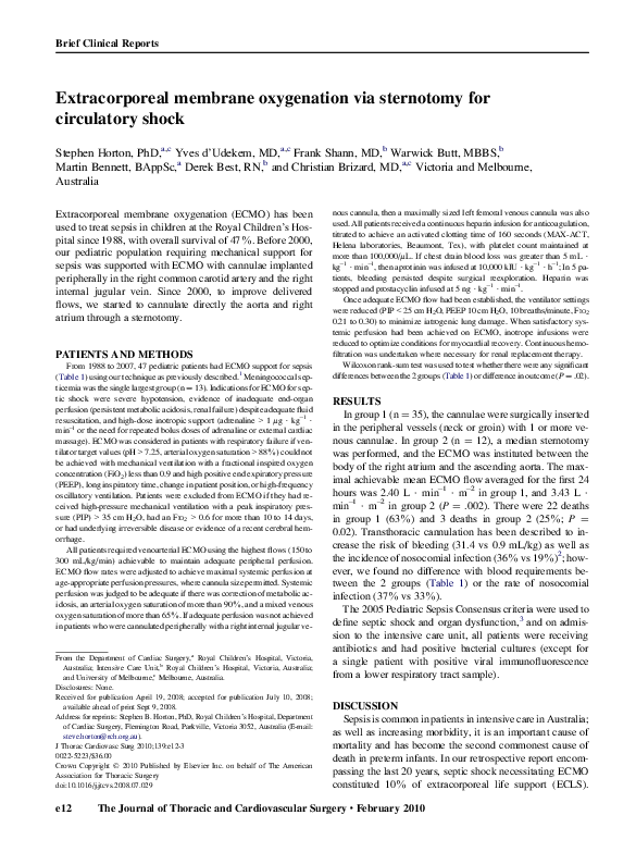 (PDF) Extracorporeal membrane oxygenation via sternotomy for ...
