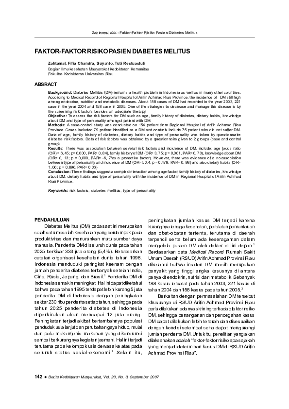 (PDF) FAKTOR-FAKTOR RISIKO PASIEN DIABETES MELITUS