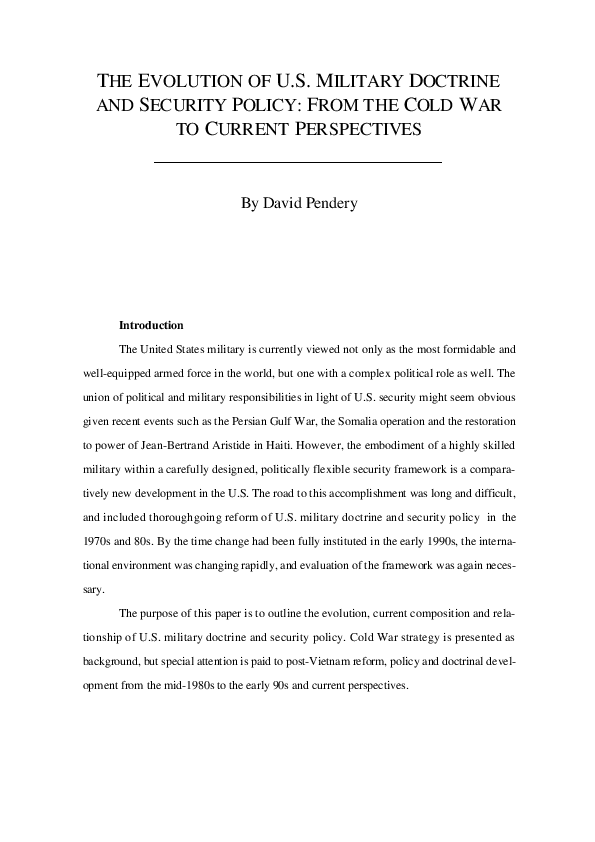 (PDF) The Evolution of U.S. Military Doctrine and Security Policy: From ...