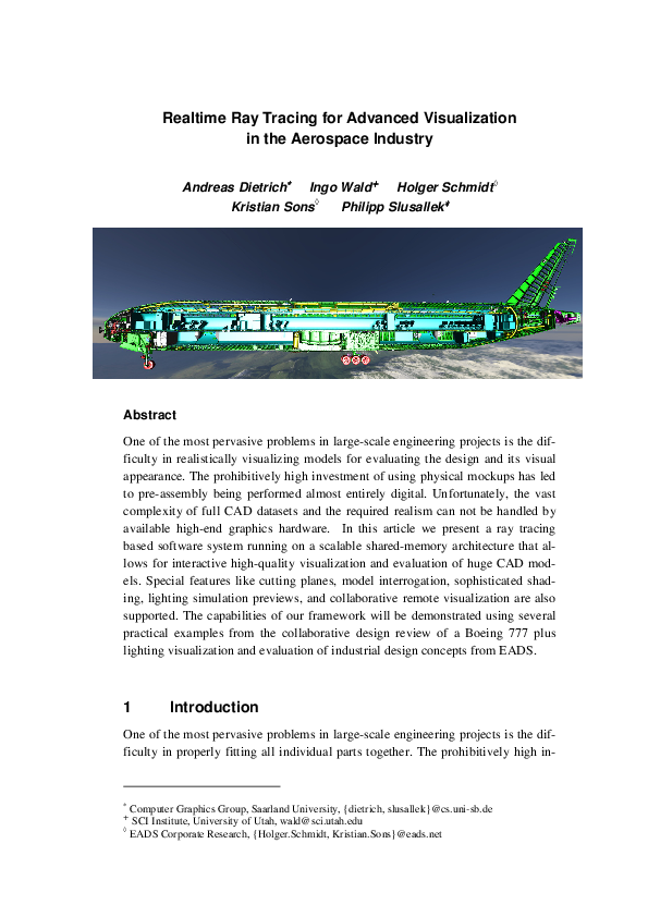 (PDF) Realtime ray tracing for advanced visualization in the aerospace ...