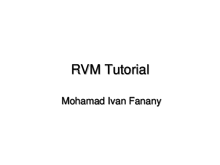 (PDF) RVM Tutorial
