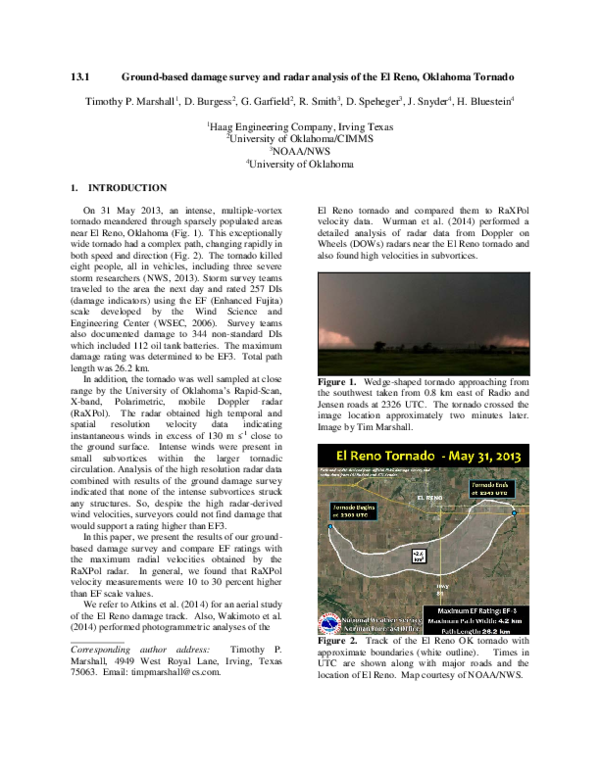 (PDF) Ground-based damage survey and radar analysis of the El Reno ...