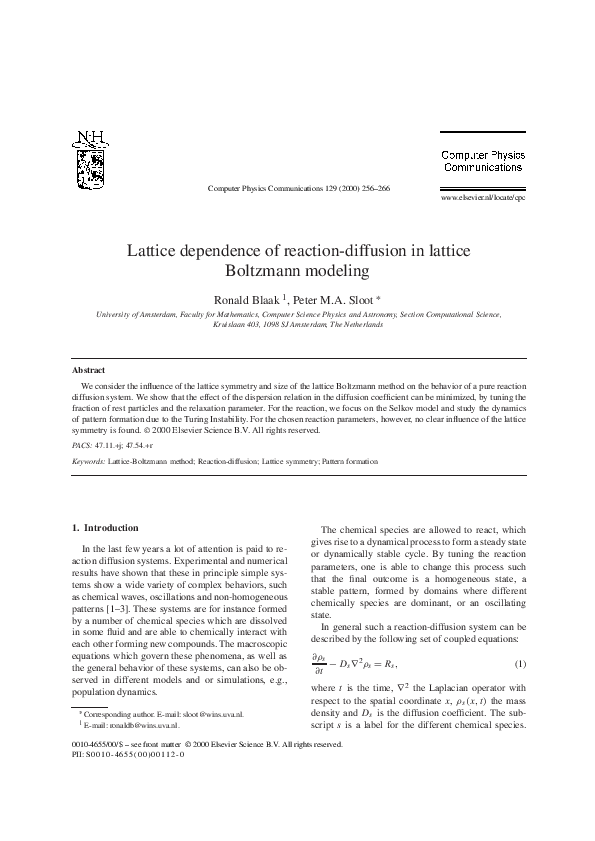 Pdf Lattice Dependence Of Reaction Diffusion In Lattice Boltzmann Modeling