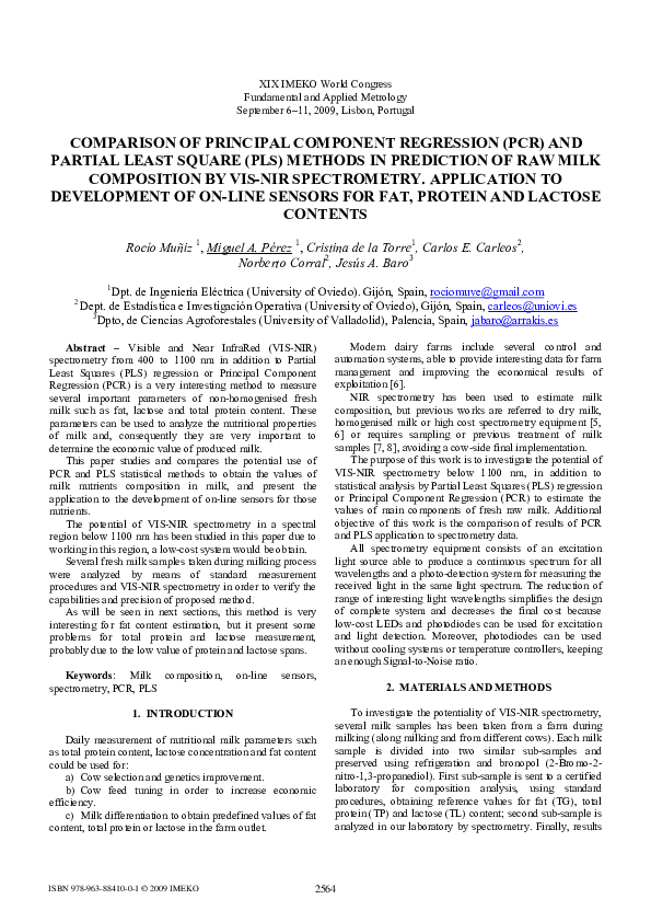 (PDF) Comparison of Principal Component Regression (PCR) and Partial Least Square (PLS) methods ...