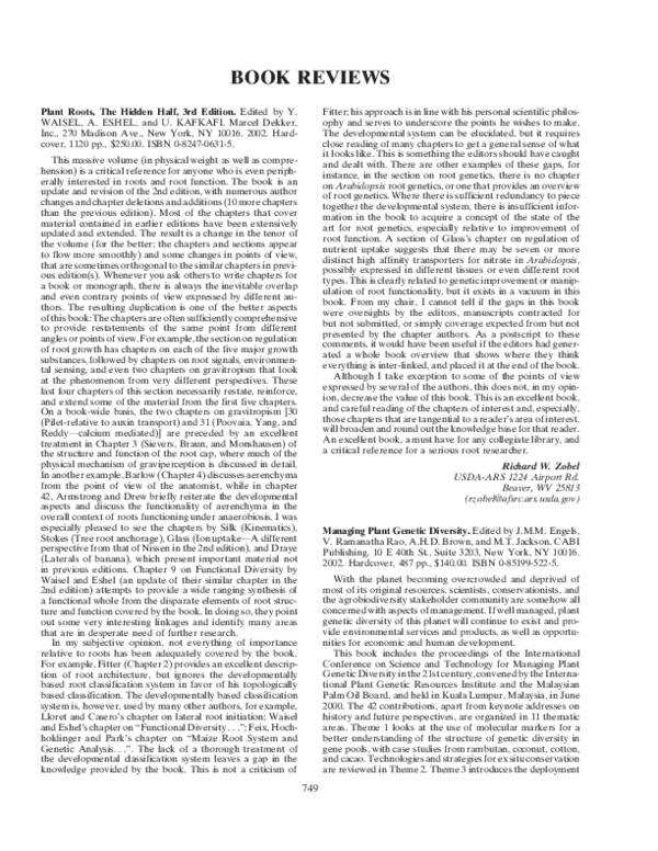 (PDF) Plant Roots: The Hidden Half