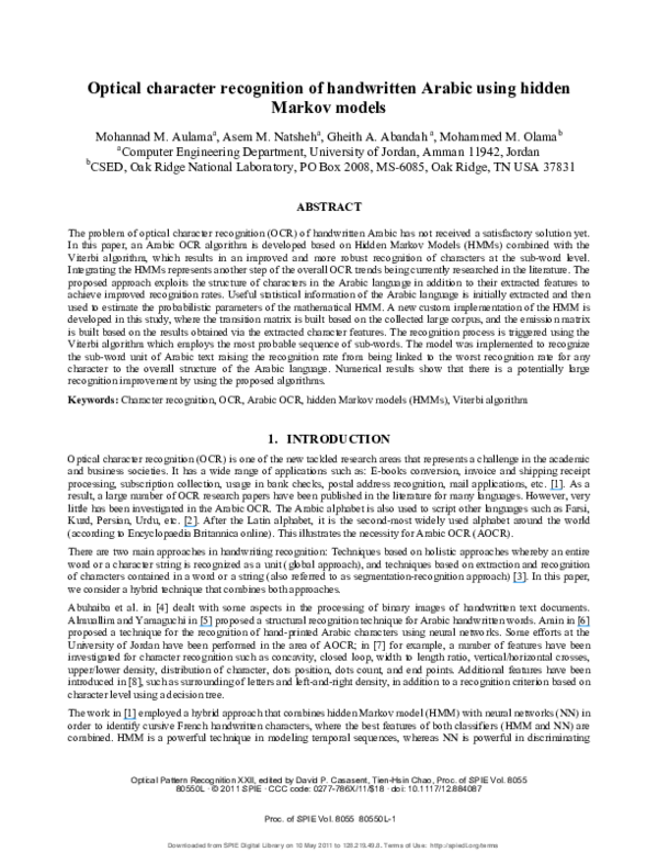 (PDF) Off-line Persian Handwritten Recognition Using Hidden Markov Models | Sigeru Omatu ...
