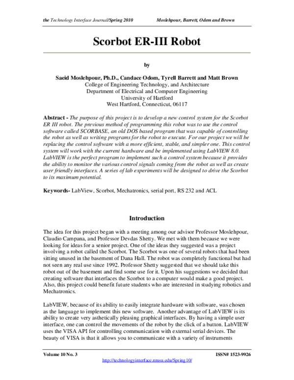 (PDF) Scorbot ER-III Robot